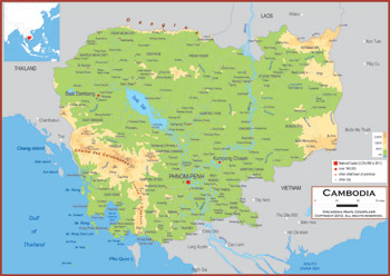 Physical Map Of Cambodia